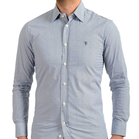 Scuderia Ferrari | Shirts | Scuderia Ferrari Mens Blue Striped Casual ...
